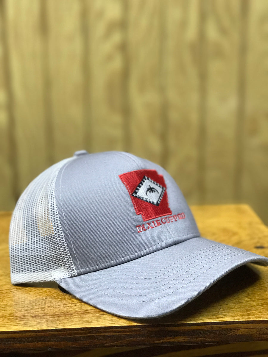 Dixie Cupped - Arkansas Light Gray w/White Mesh Structured Cap
