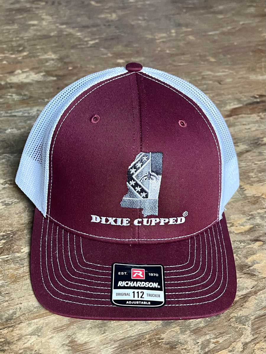 Dixie Cupped Richardson 112 Maroon w/ White Mesh SnapBack
