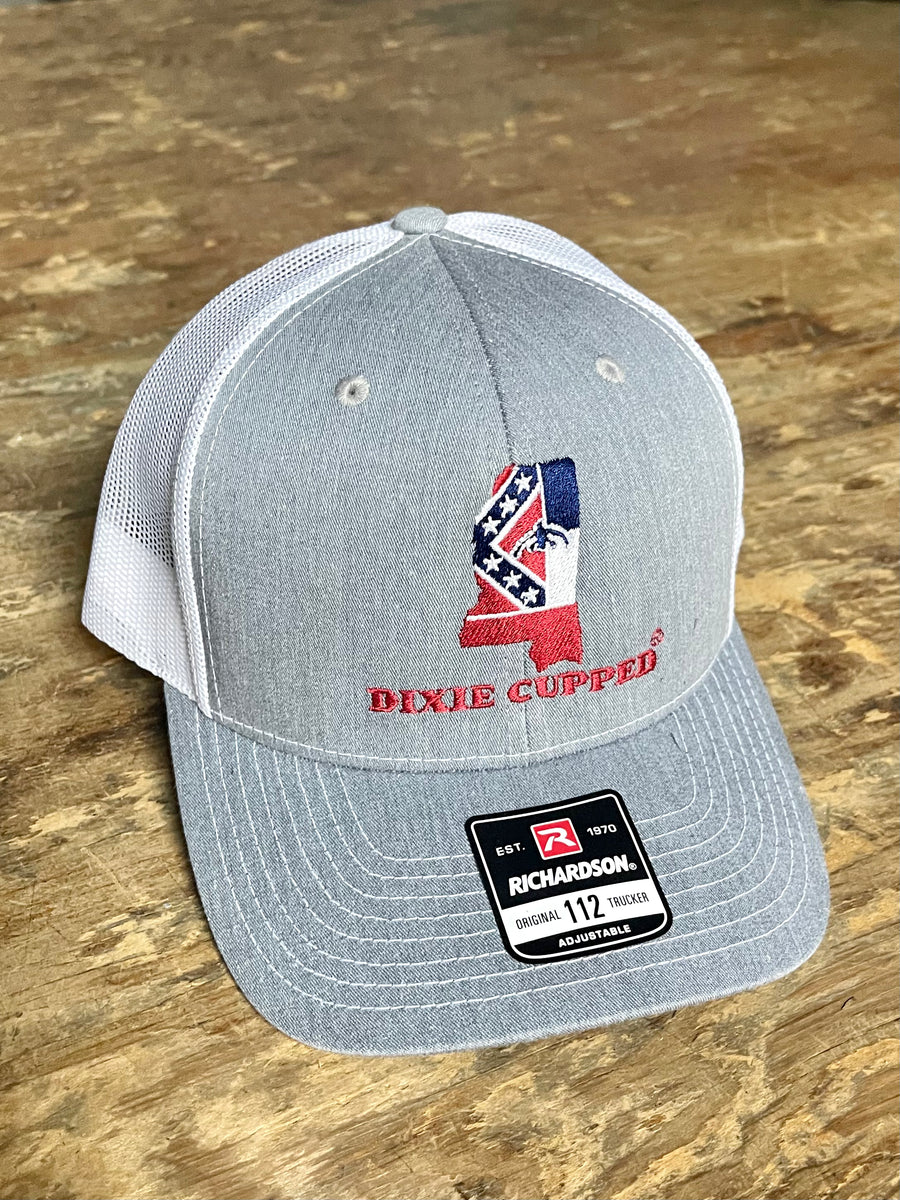 Dixie Cupped Richardson 112 Mississippi Gray w/ White Mesh SnapBack