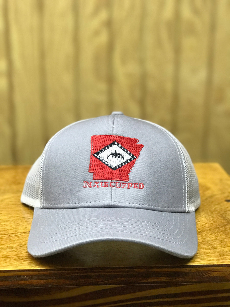 Dixie Cupped - Arkansas Light Gray w/White Mesh Structured Cap